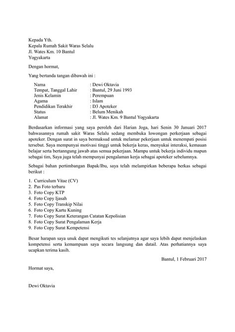 Contoh Surat Lamaran Kerja Yang Benar