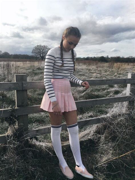 Tennis Skirt Pleated Skirt Knee High Socks Thigh High Socks Pink Omighty O Mighty