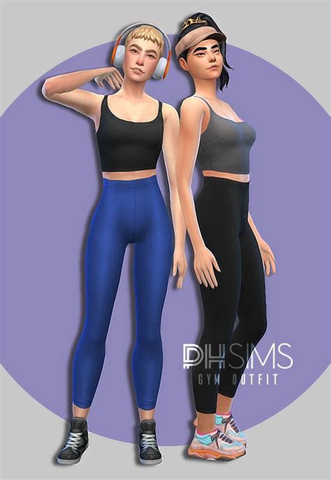 Gym Outfit D EA Mesh Recolored By Me With Sims4Studio Top Bottom