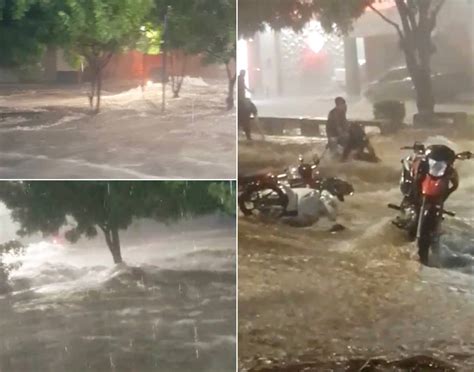 Chuva intensa provoca estragos alaga ruas e arrasta veículos em