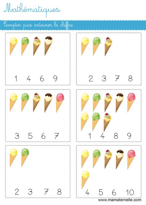 Mathématiques compter puis entourer le chiffre Ma Maternelle