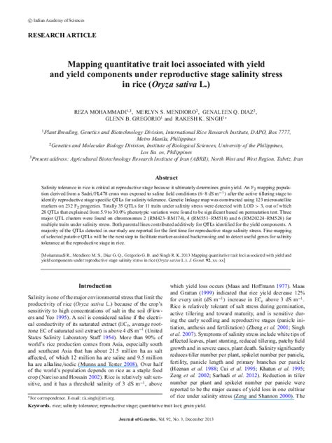 pdf mapping quantitative trait loci associated with yield and yield components under