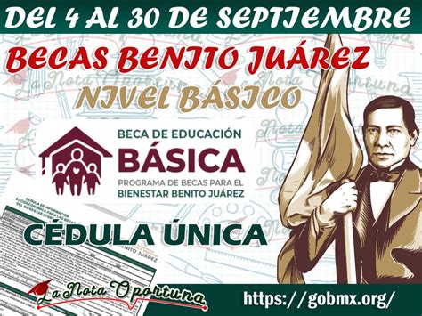 Registro Becas Benito Juárez Nivel Básico Cedula Única de