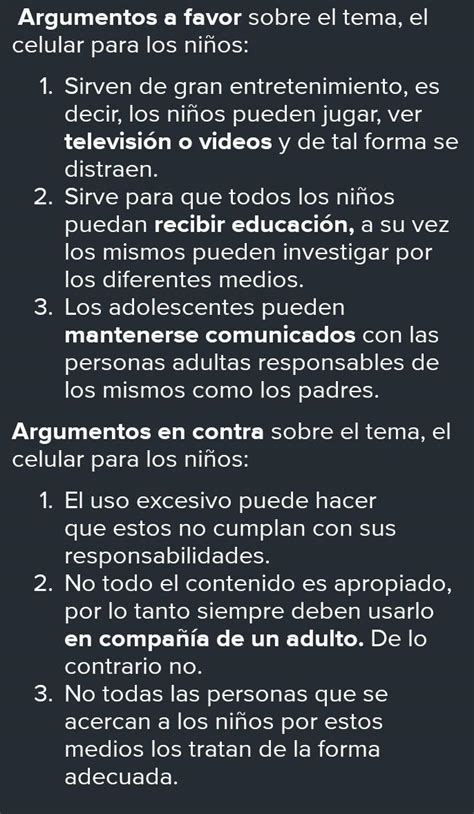Debate Argumentos A Favor Y En Contra De Los Ni Os Deben Tener