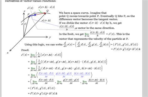 concepts behind vector valued function derivatives and an example calculus coaches