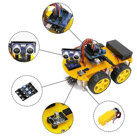 10set lot lafvin smart robot car kit include r3 board ultrasonic sensor bluetooth module for