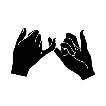 Black Hands Making A Promise Outline Sign Gesture Multicolored Outline
