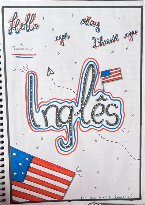 INGLÊS CAPA DE MATÉRIA IDEIA School organization notes Notebook art