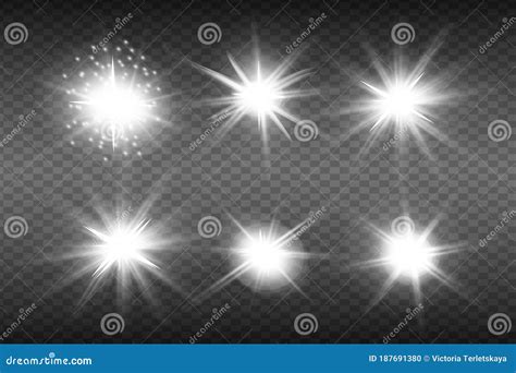 Glow Isolated White Light Effect Set Lens Flare Stock Illustration