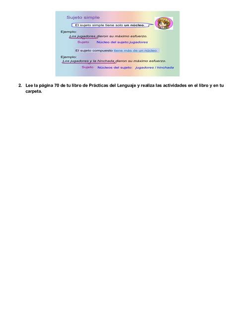 Secuencia De Actividades Los Modificadores Del Sujeto 4ºgrado