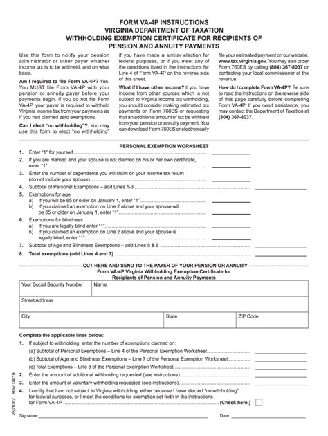 Va State Tax Withholding Form