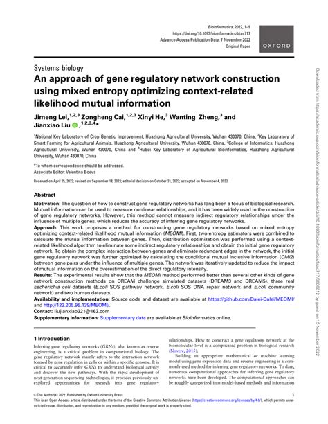 pdf an approach of gene regulatory network construction using mixed