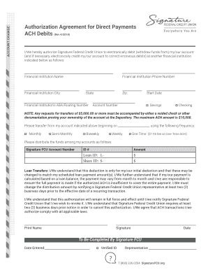 Fillable Online Authorization Agreement For Direct Payments ACH Debits