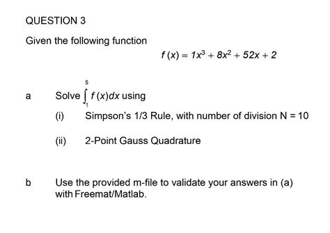 solved question 3 given the following function f x 1x3