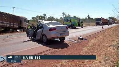 Bom Dia Nortão Homem morre ao bater carro contra carreta em Sinop