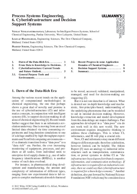 pdf process systems engineering 6 cyberinfrastructure and decision support systems venkat