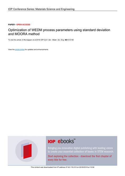 pdf optimization of wedm process parameters using standard deviation and moora method