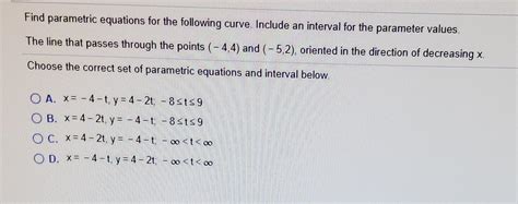 solved find parametric equations for the following curve