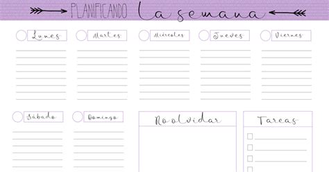 Organizadores Semanales A Pdf Organizador Semanal Organizadores