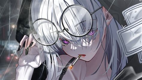 Chica Anime Con Lentes Y Cigarro Fondo De Pantalla 4k HD ID 11291