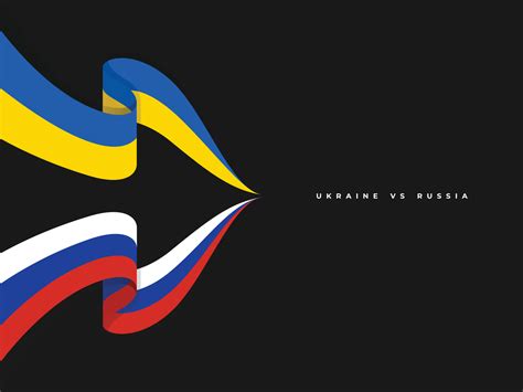 Russia And Ukraine Flag On Dark Background Vector Illustration