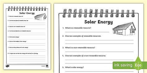 Solar Energy Worksheet 3rd 4th Class Twinkl Resources