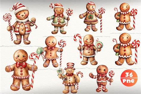 Christmas Gingerbread Man Watercolor Gingerbread Man Clipart