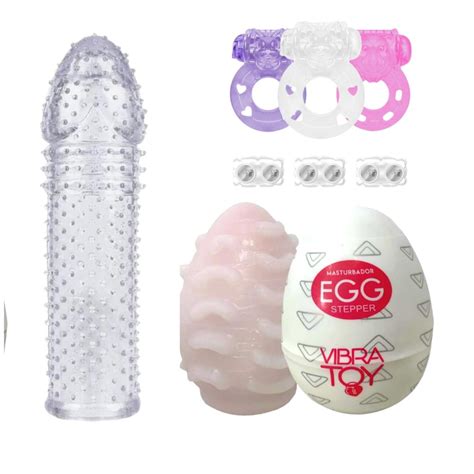 Kit Sex Shop Egg Masturbador Masculino Ovo Anel Peniano Vibrador