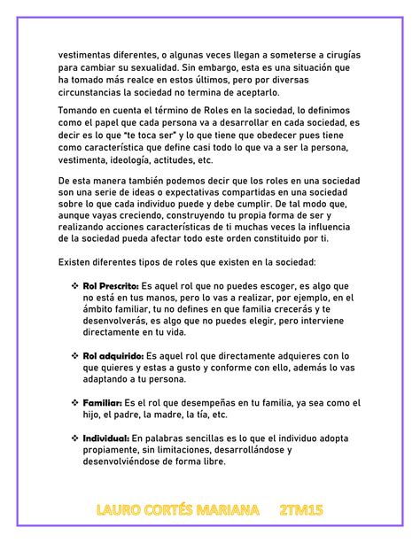 Solution Estereotipos Roles Y G Nero Studypool
