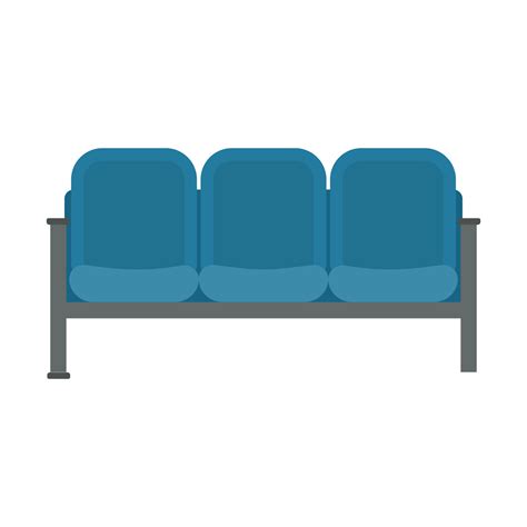 Waiting Chair Blue Vector Icon Business Room Furniture Airport Flat