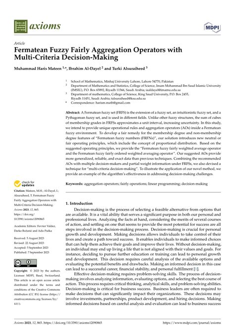 pdf fermatean fuzzy fairly aggregation operators with multi criteria decision making