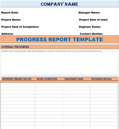 Progress Report Templates Excel Word Template