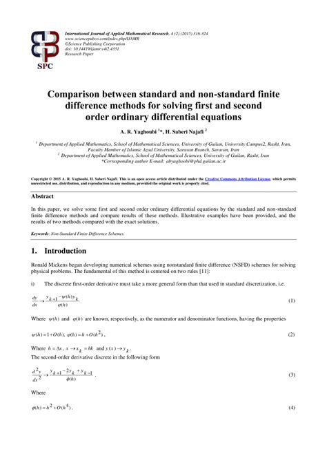 pdf comparison between standard and non standard finite difference methods for solving first