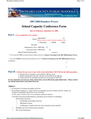 Fillable Online Broward K12 Fl School Capacity Conference Form
