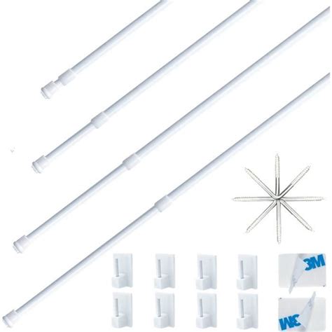 AJW Lot de 4 petites tringles à rideaux extensibles sans perçage