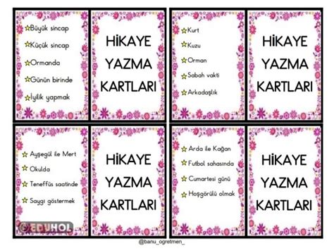 Hikaye Yazma Kartları Eduhol Etkinlik İndir Oyun Oyna Test Çöz