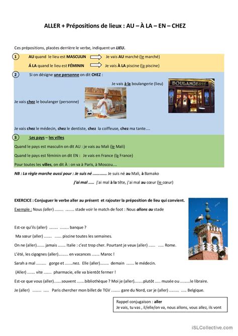 Aller Pr Positions De Lieu Pratiqu Fran Ais Fle Fiches Pedagogiques