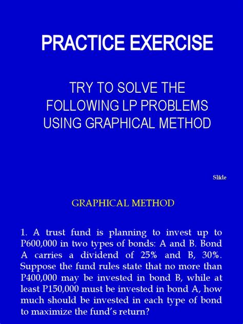 practice exercise try to solve the following lp problems using graphical method pdf rice