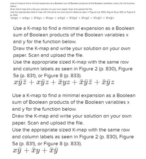 solved use a k map to find a minimal expansion as a boolean