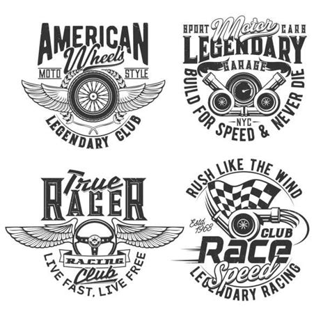 Set Of Vintage Custom Motorcycle Emblems Labels Badges Logos