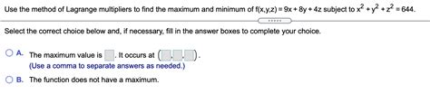 solved use the method of lagrange multipliers to find the