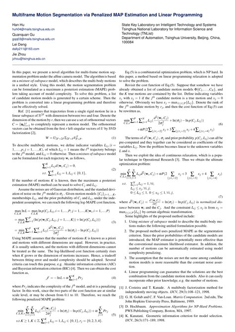 pdf multiframe motion segmentation via penalized map estimation and linear programming