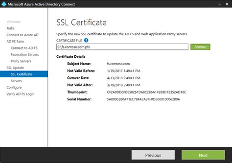 Azure AD Connect Update The TLS SSL Certificate For An AD FS Farm