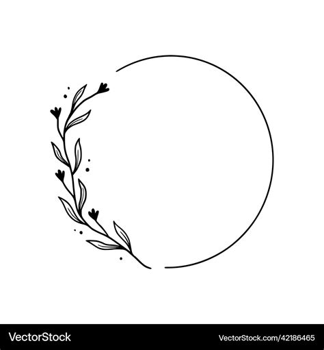 Floral Circle Frame Elegant Wreath Round Border Vector Image