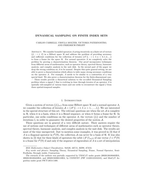 pdf dynamical sampling on finite index sets