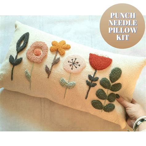 Diy Punch Needle Pillow Kit Diy Kits For Adult Punch Needle Etsy