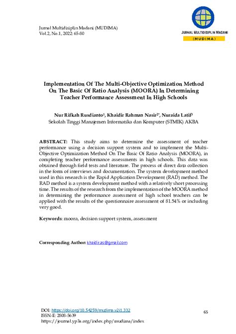 pdf implementasi metode multi objective optimization on the basic of ratio analysis moora