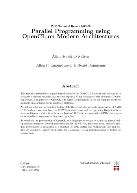 pdf parallel programming using opencl on modern architectures