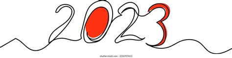 2023 One Continuous Line Drawing Isolated Stock Vector Royalty Free