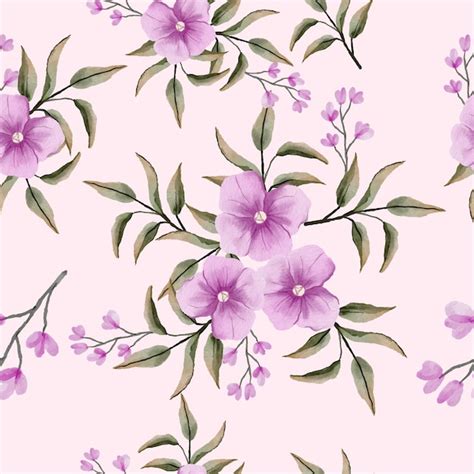 Padrão sem emenda de aquarela floral roxo suave Vetor Premium